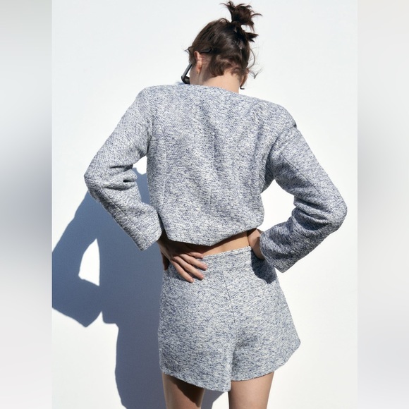 Zara | Other | Zara 2 Pieces Matching Set Gold Button Textured Blazer And Gold Button Shorts ...